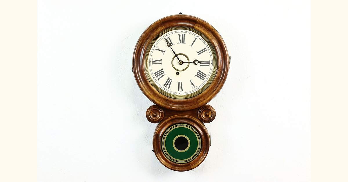 Victorian Antique Rosewood Figure 8 Schoolhouse Wall Clock Ingraham