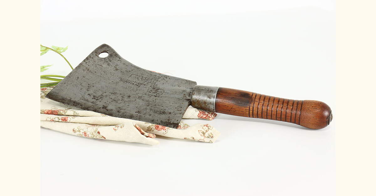 Farmhouse Antique Large Steel Meat Cleaver, W.M Beatty & Son