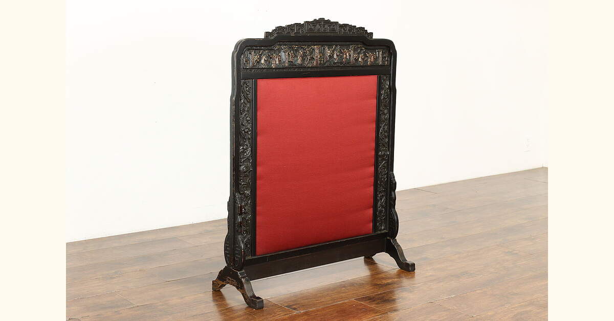 Chinese Antique Hand Carved Fireplace Hearth Fire Screen