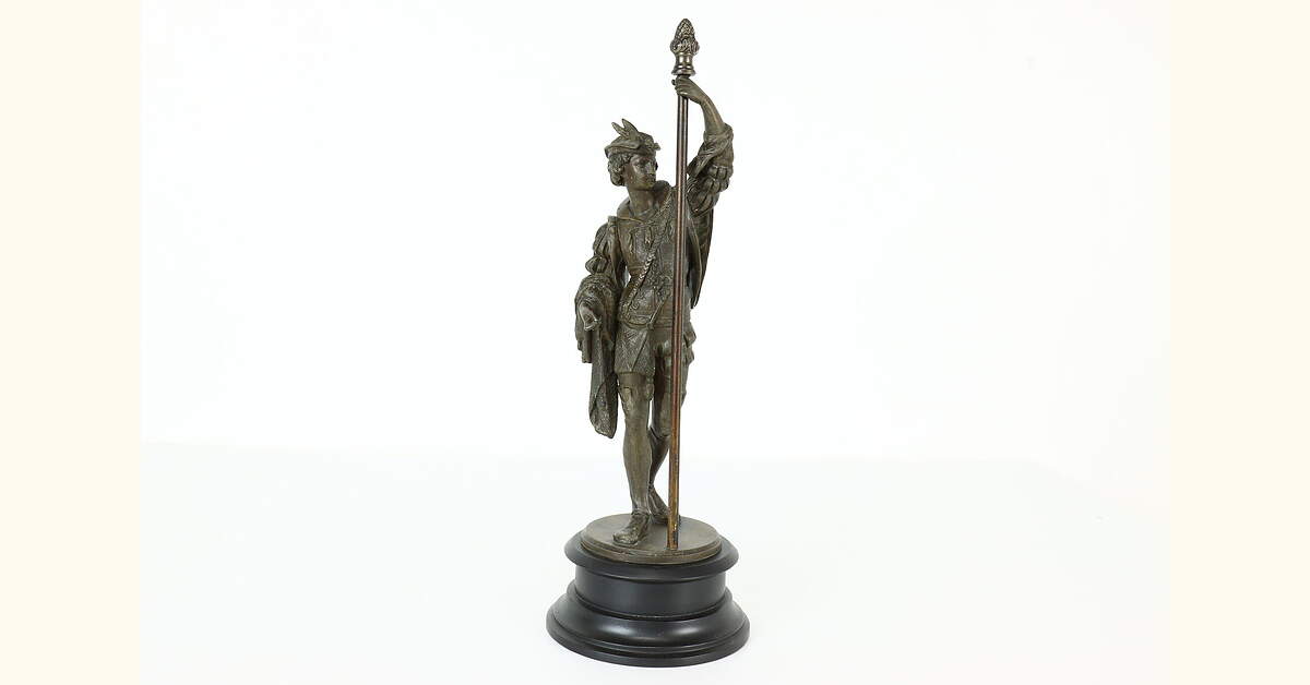 Victorian Antique Renaissance Sculpture with Staff Statue