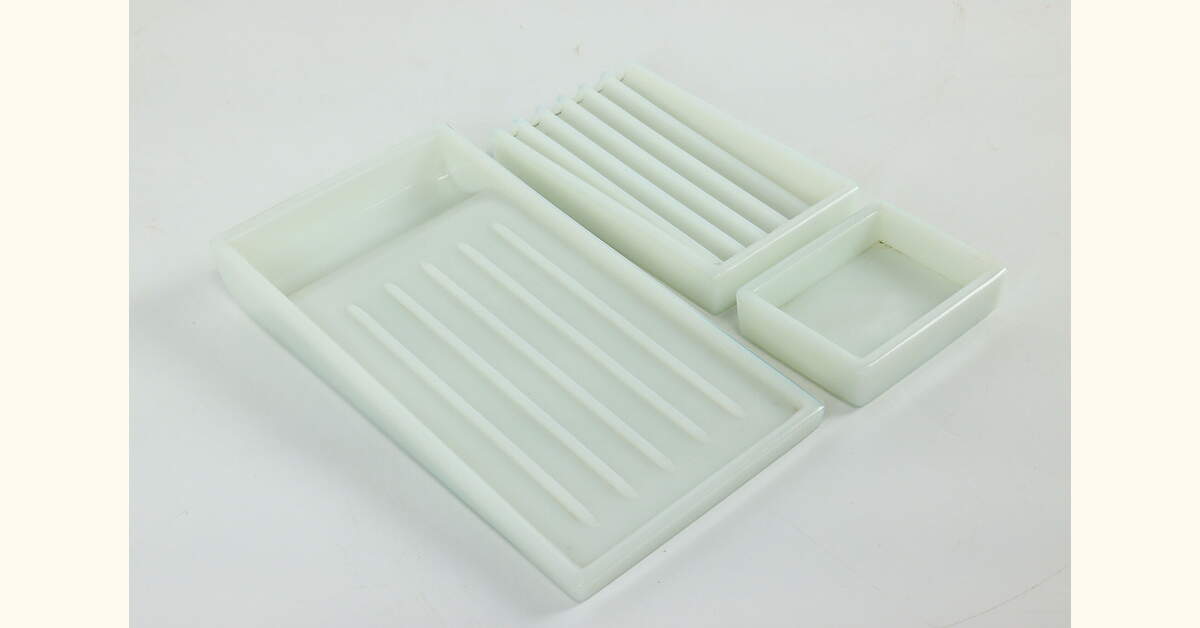 Set of Three Antique Milk Glass Dental Trays, Two Rivers WI
