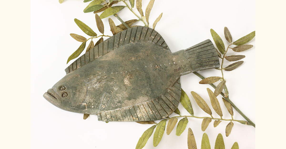 Folk Art Carved Soapstone Halibut Fish Alaskan Sculpture, ETOK