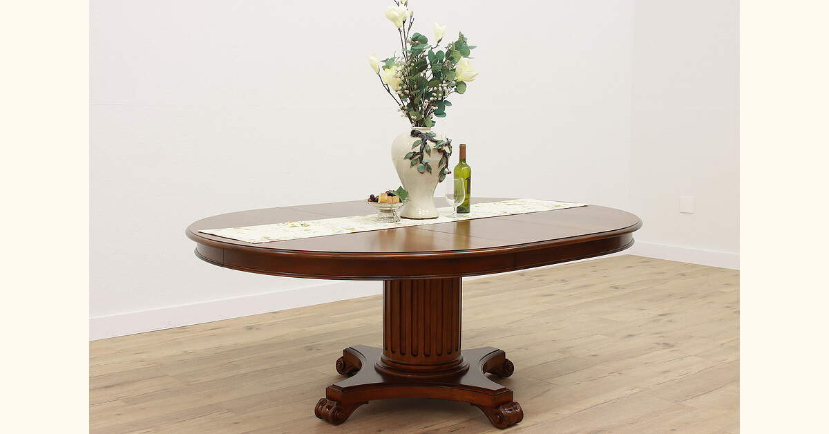 Empire Vintage 5' Round Cherry Dining Table, 1 Leaf, Ethan Allen
