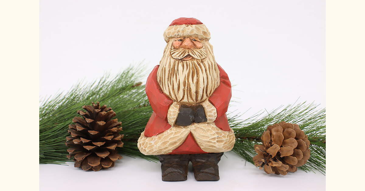 Hand Carved & Painted Vintage Santa Claus Sculpture