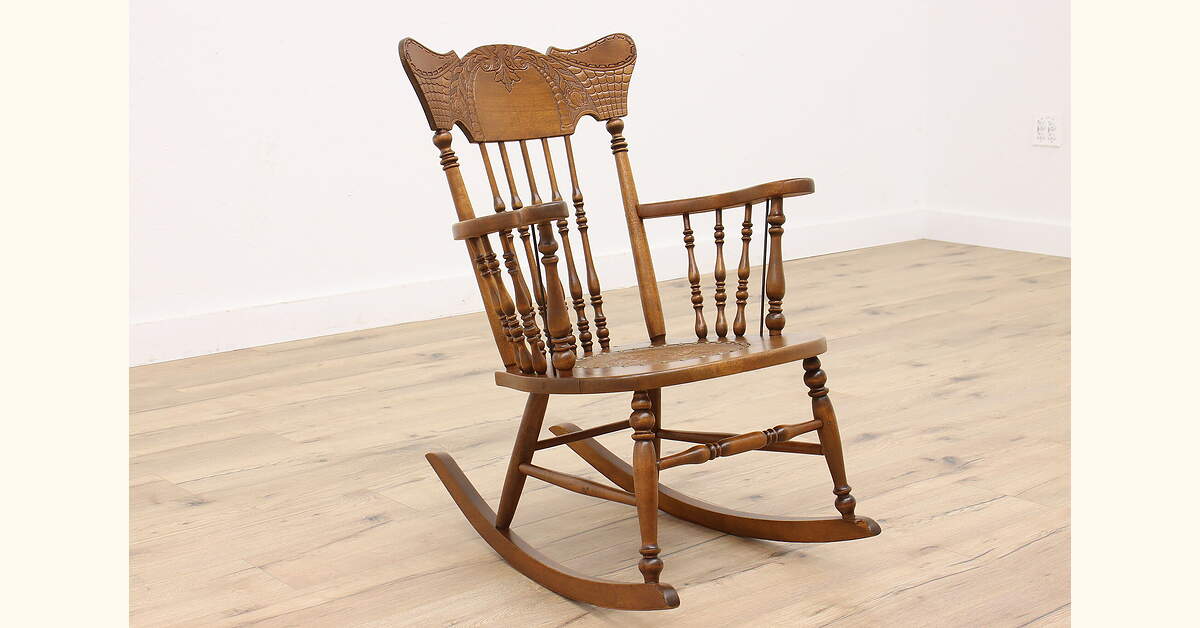 Victorian Antique Rocker Farmhouse Pressback Rocking Chair