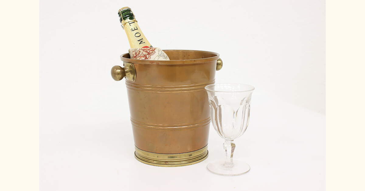 Farmhouse Vintage Copper & Brass Wine Cooler or Champagne Bucket