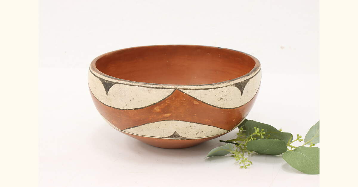 Native American Antique Acoma Pueblo Pottery Large Chili Bowl