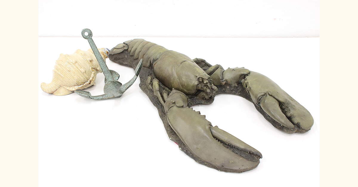 Nautical Vintage Ceramic 23" Lobster Sculpture