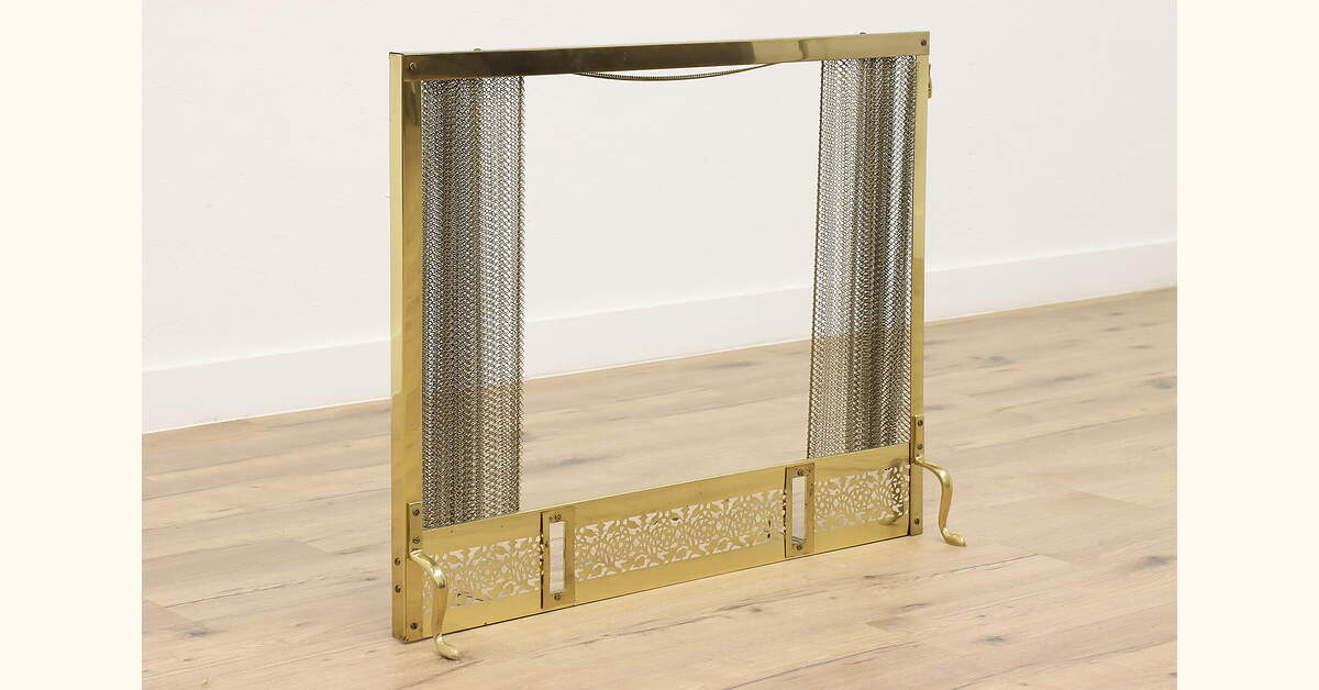 Traditional Vintage Brass Finish Fireplace Hearth Screen