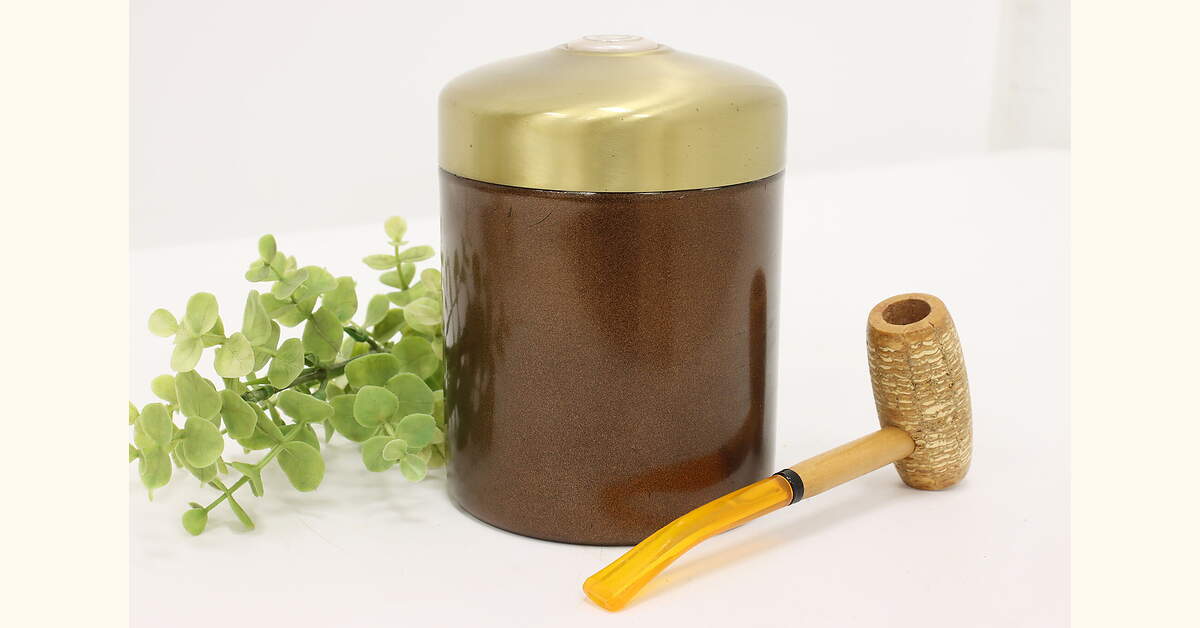 Humistat Vintage Brass Tobacco Humidor Container, Pax