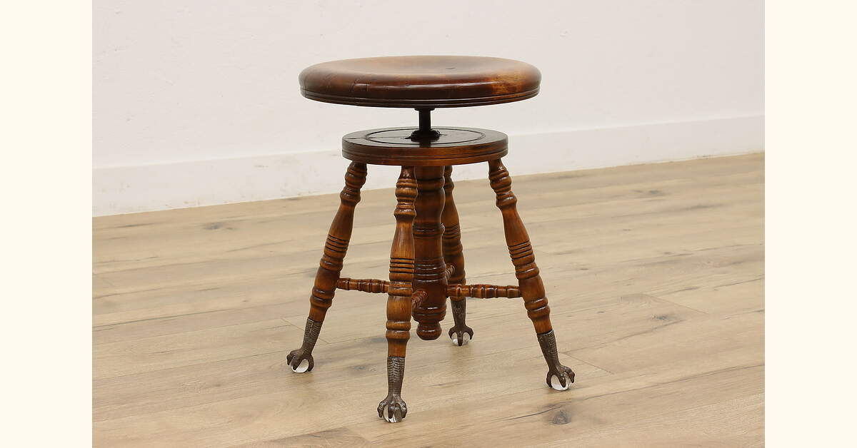 Victorian Antique Adjustable Swivel Piano Organ Stool Parker