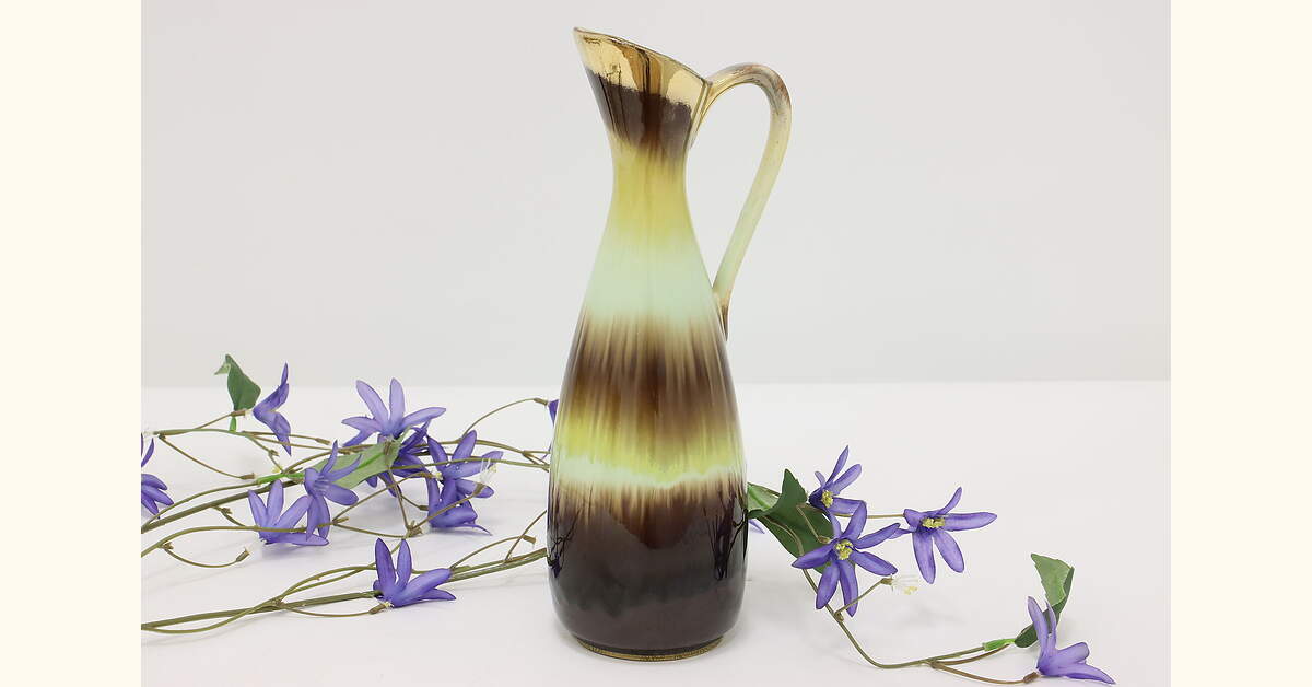 Midcentury Modern Vintage Drip Glaze Pitcher Ewer, W Germany