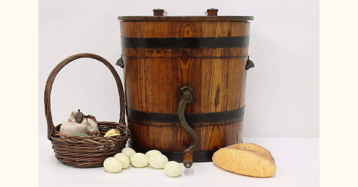 Farmhouse Victorian Antique Oak Rustic Country Butter Churn