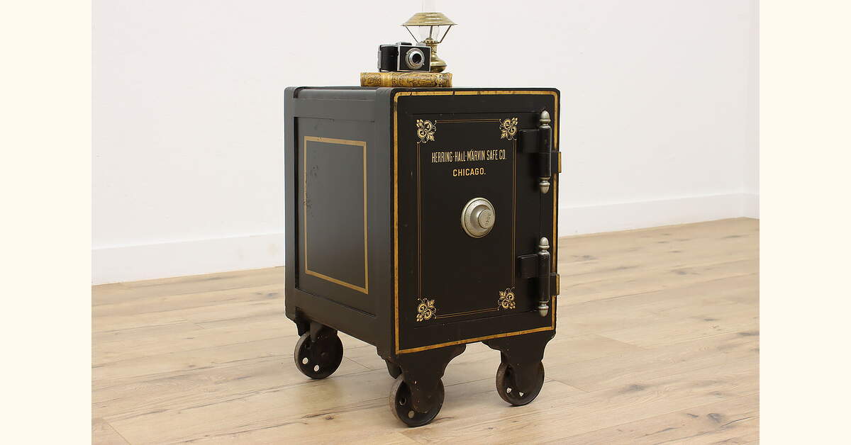 Victorian Antique Combination Lock Iron Safe, Herring Hall