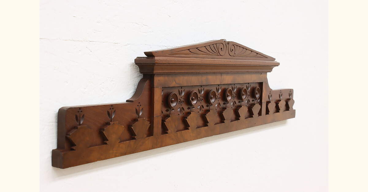 Victorian Eastlake Carved Walnut Antique Salvage Wall Crest