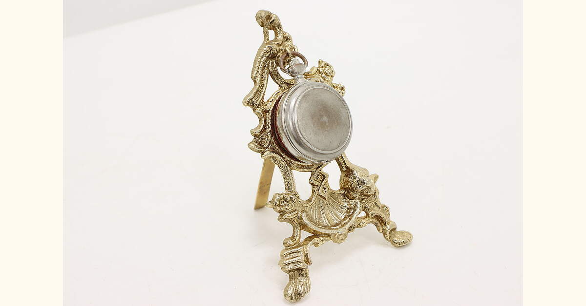 Victorian Antique Gilt Painted Pocket Watch Stand, Cherub