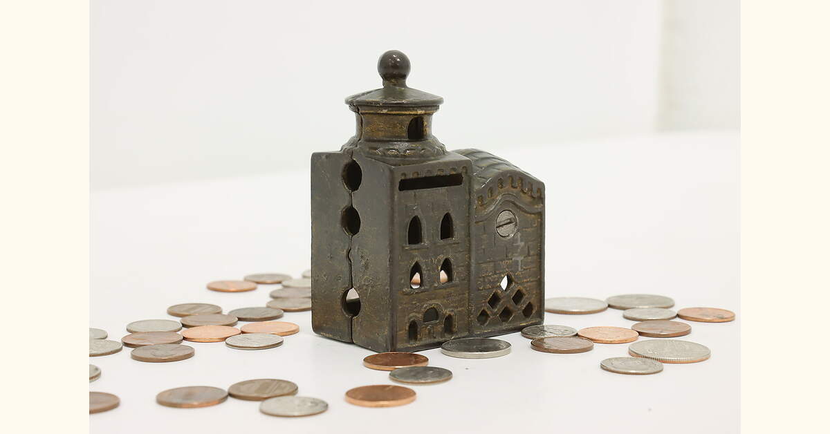 Victorian Antique Cast Iron Church Coin Bank