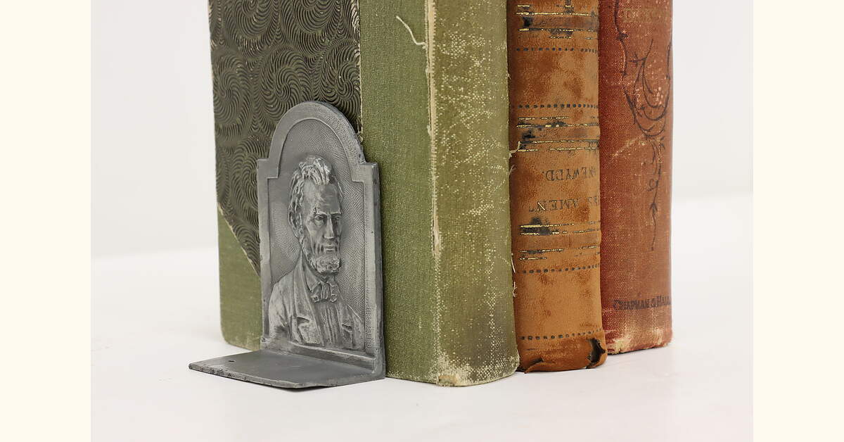 Pair of Miniature Antique Abraham Lincoln Pewter Bookends