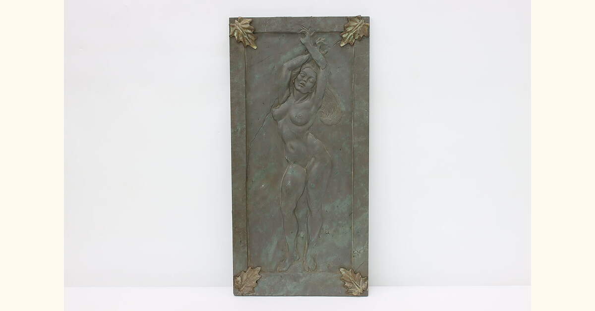 Nude Dancer Vintage Carved Slate Relief Plaque, Williams