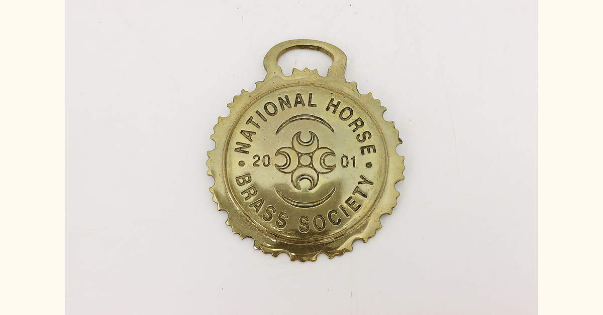 Horse Vintage Brass Harness Medallion, National