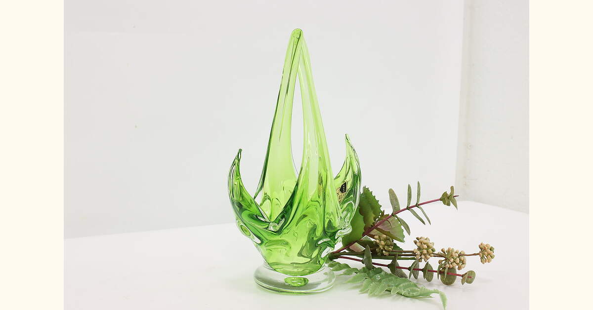 Canadian Vintage Green Crystal Sculpture or Bowl, EDAG