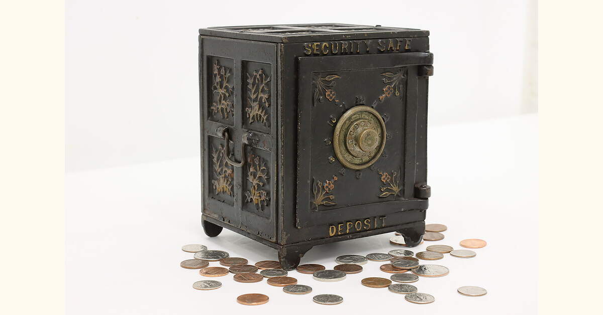 Victorian Cast Iron Antique Combination Safe Coin Bank