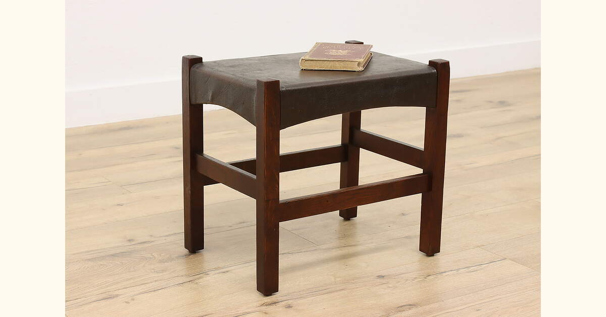Arts & Crafts Mission Oak Antique Craftsman Footstool, Young