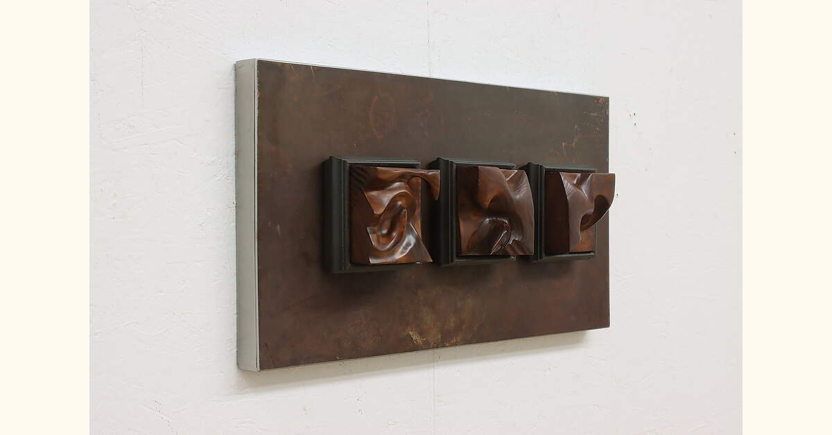 Abstract Vintage Iron & Carved Sculptures Wall or Table Art