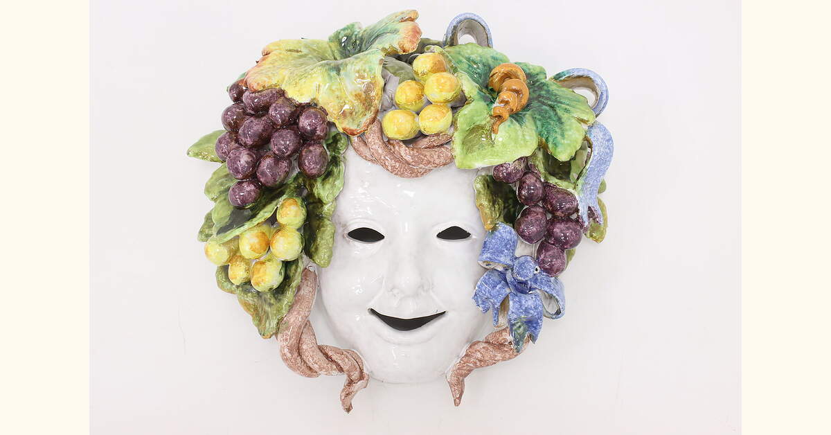 Italian Renaissance Vintage Porcelain Bacchus Mask