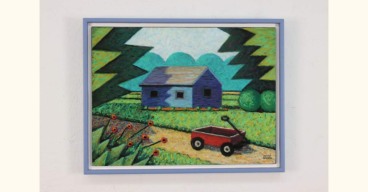 Red Wagon Original Pastel Painting, Bodden 17.5"