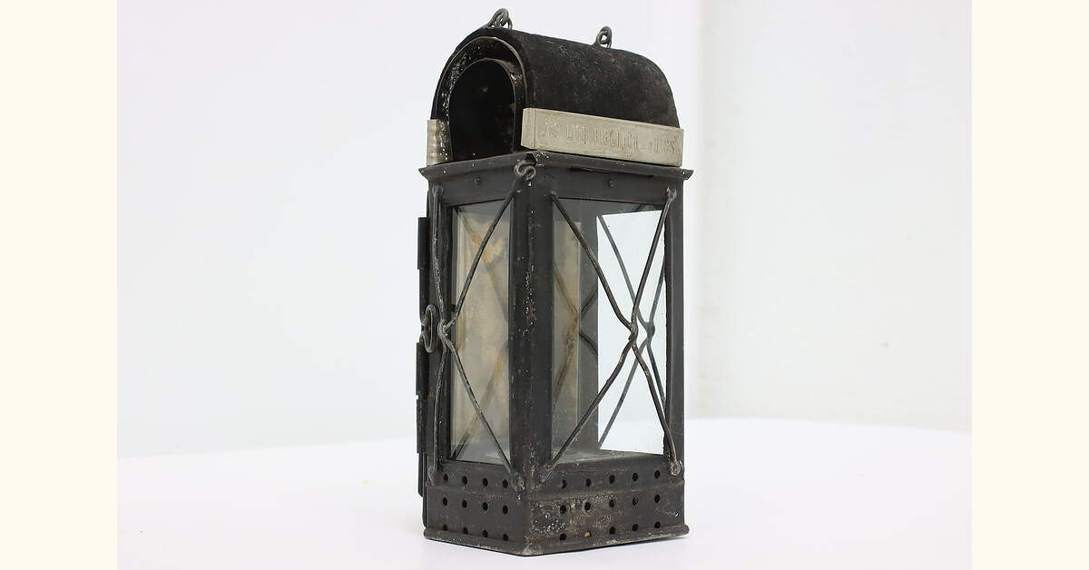 German Antique Iron Fireman or Miner Candle Lantern, Lieb