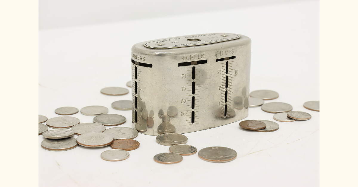 Nickel Plated Antique Recording Coin Bank, Ashippun
