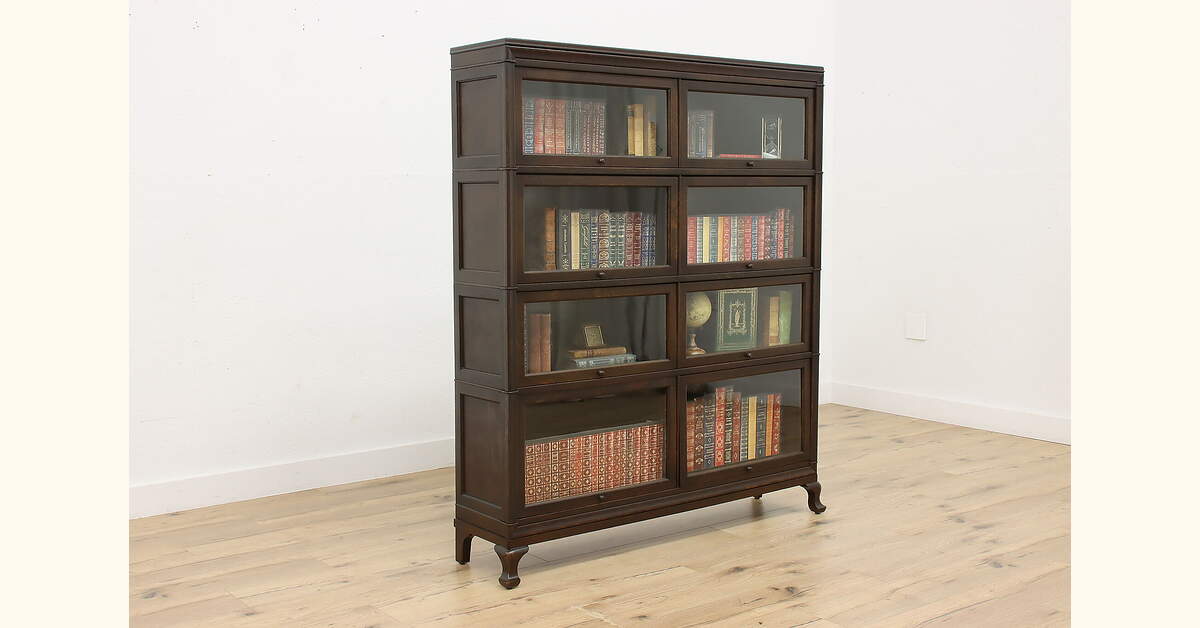 Macey Antique Oak Double Lawyer Stacking Office Bookcase