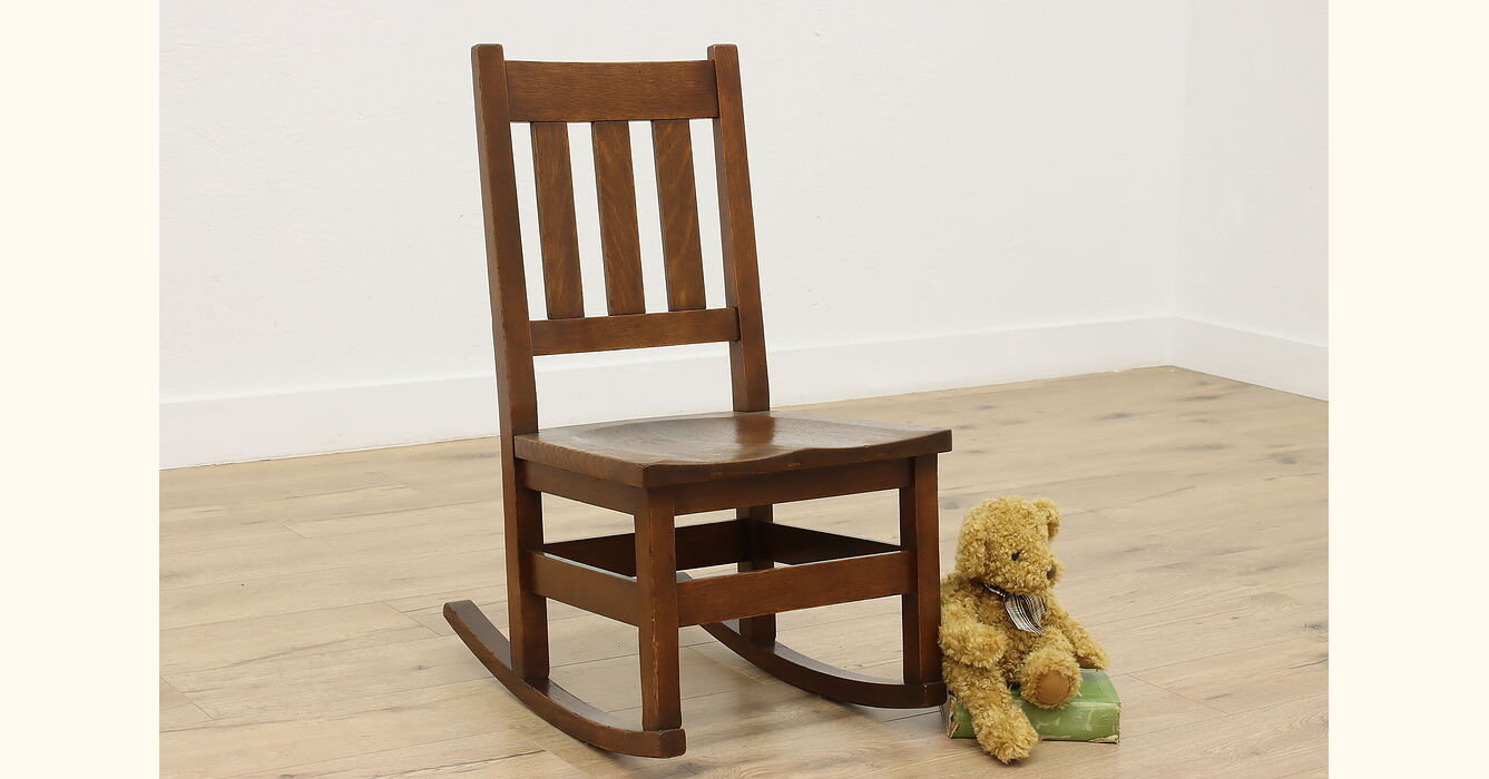 Craftsman Antique Oak Child Rocking Chair Stickley Quaint
