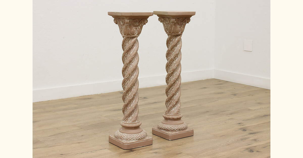Pair of Vintage Classical Painted Sculpture Display Columns