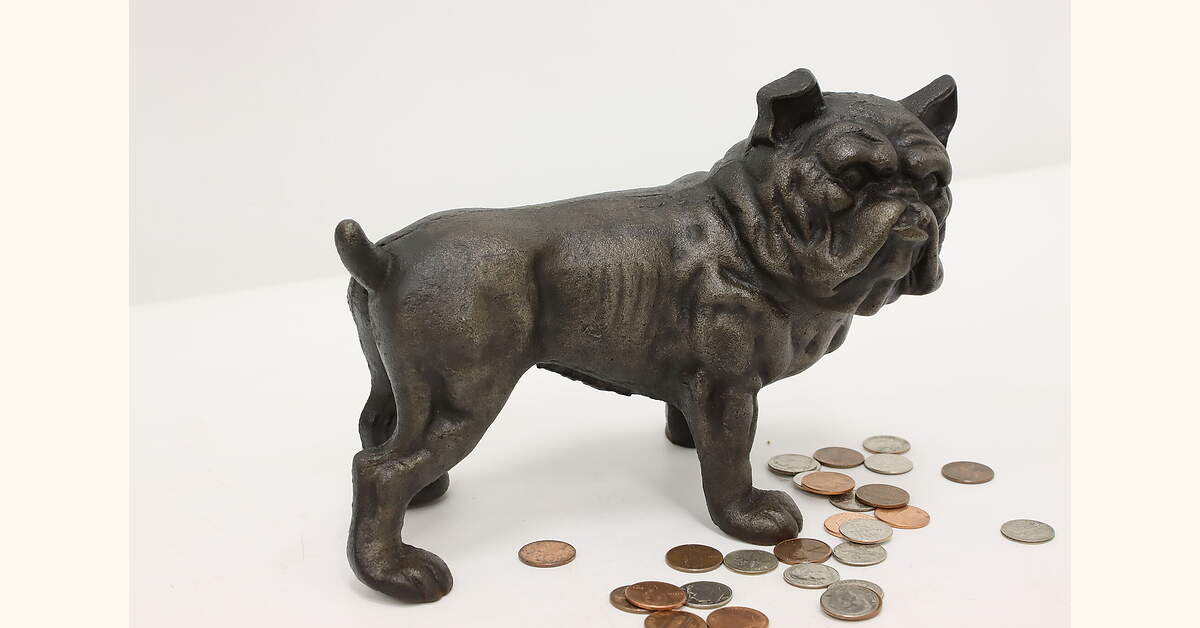 Farmhouse Antique Cast Iron Bulldog Coin Bank or Door Stop