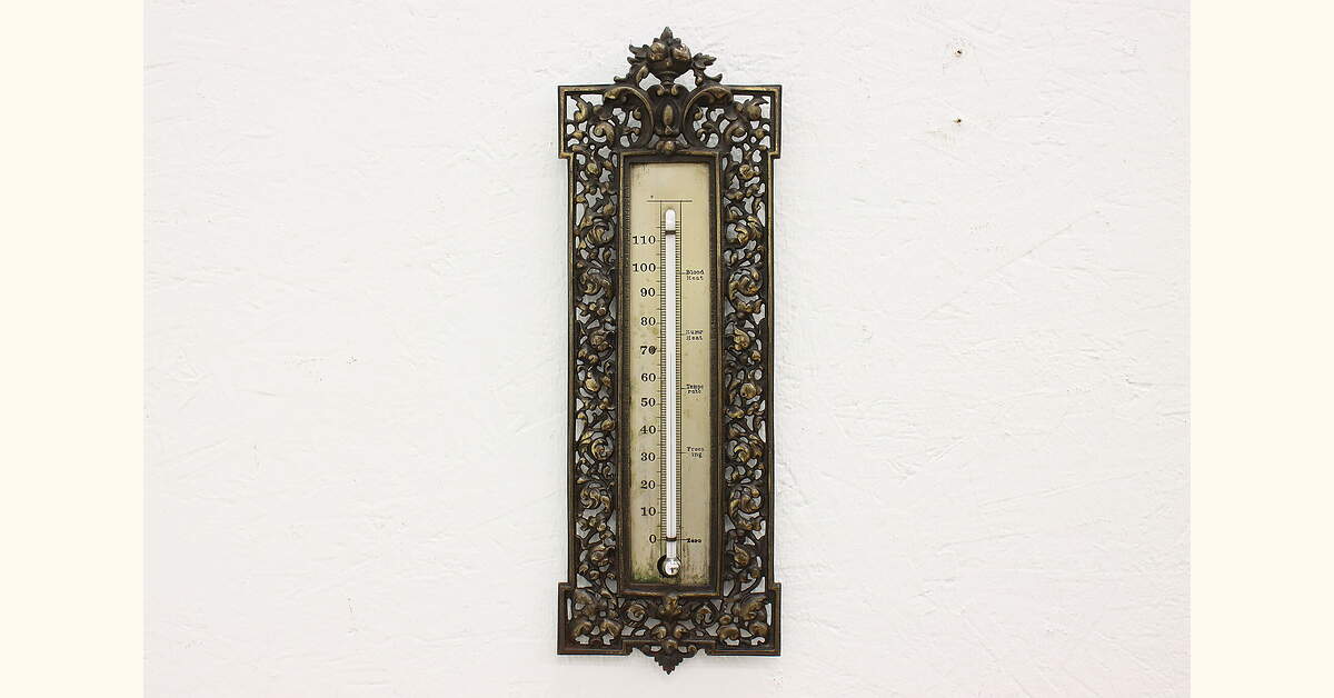 Victorian Antique Filigree Thermometer, Bradley & Hubbard