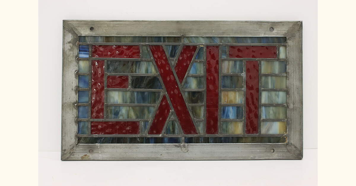 Craftsman Antique Salvage Stained Glass Exit Sign