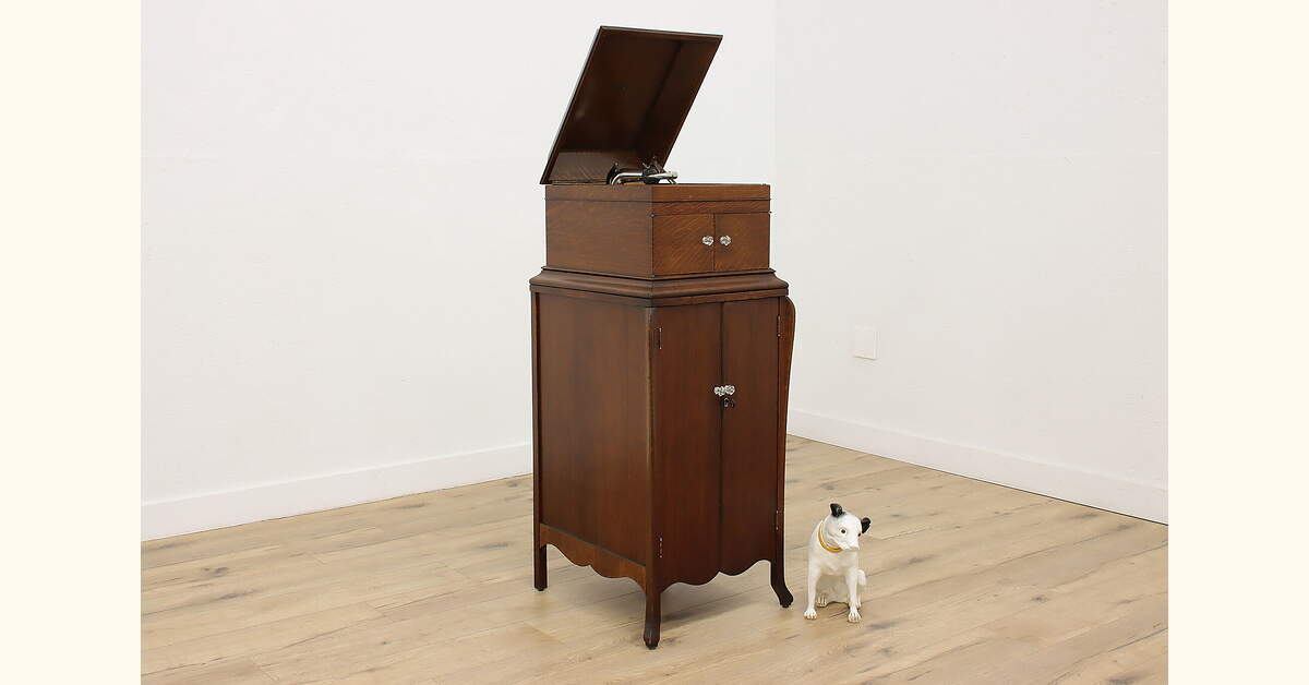 Victrola Antique Tabletop Phonograph VV-IX, Record Cabinet