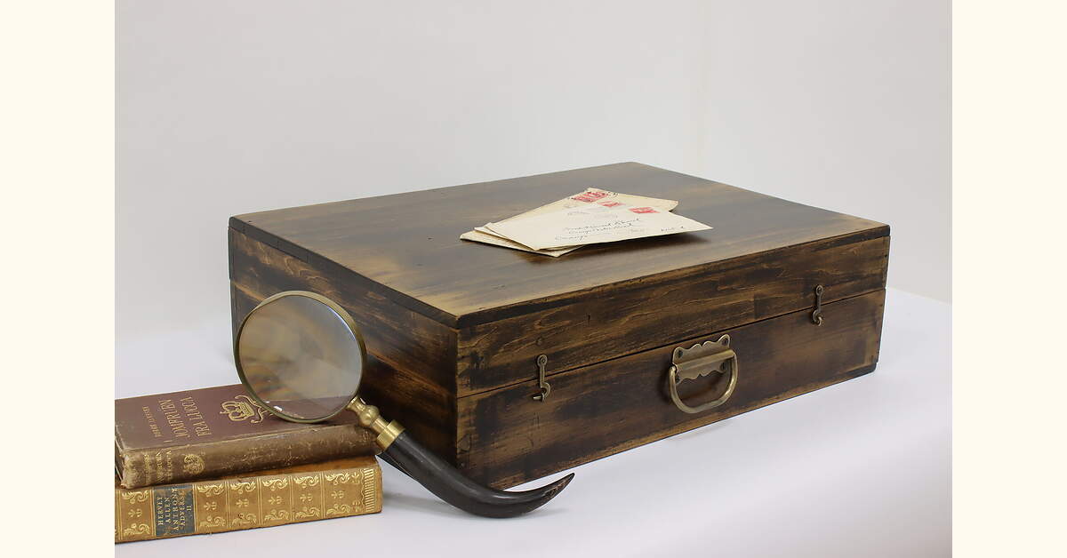 Farmhouse Antique Poplar Letter Keepsake Storage Box