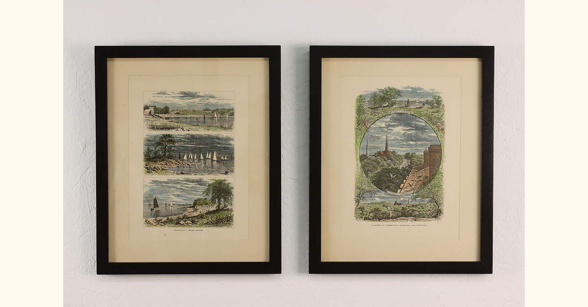 Pair of Antique Colored Landscape Engravings, Gibson 15.5"