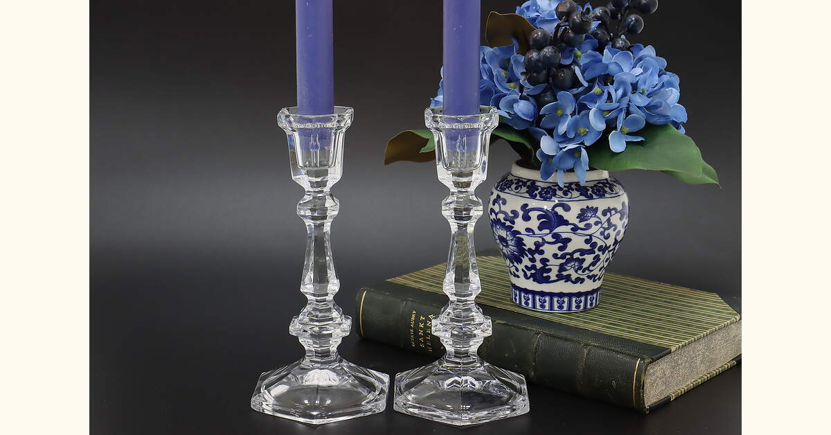 Pair of Traditional Vintage Glass Candlesticks