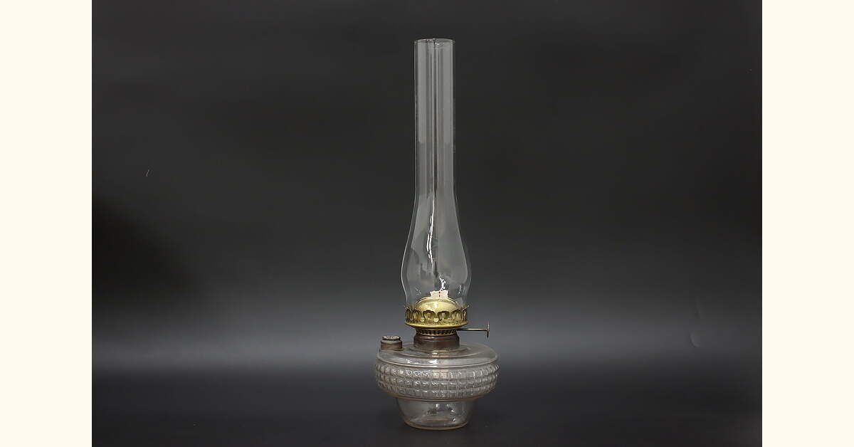 Victorian Antique Brass & Glass Oil Desk Lamp