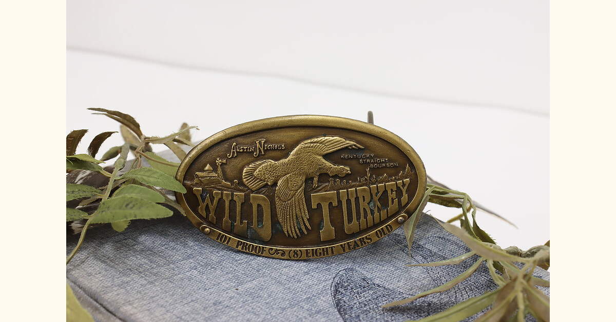 Brass Plated Vintage Wild Turkey Belt Buckle, Bergamot