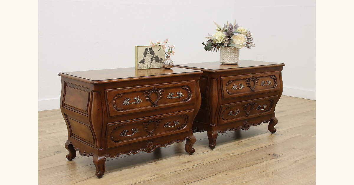 Pair of Country French Chests, End Tables Nightstands, Baker