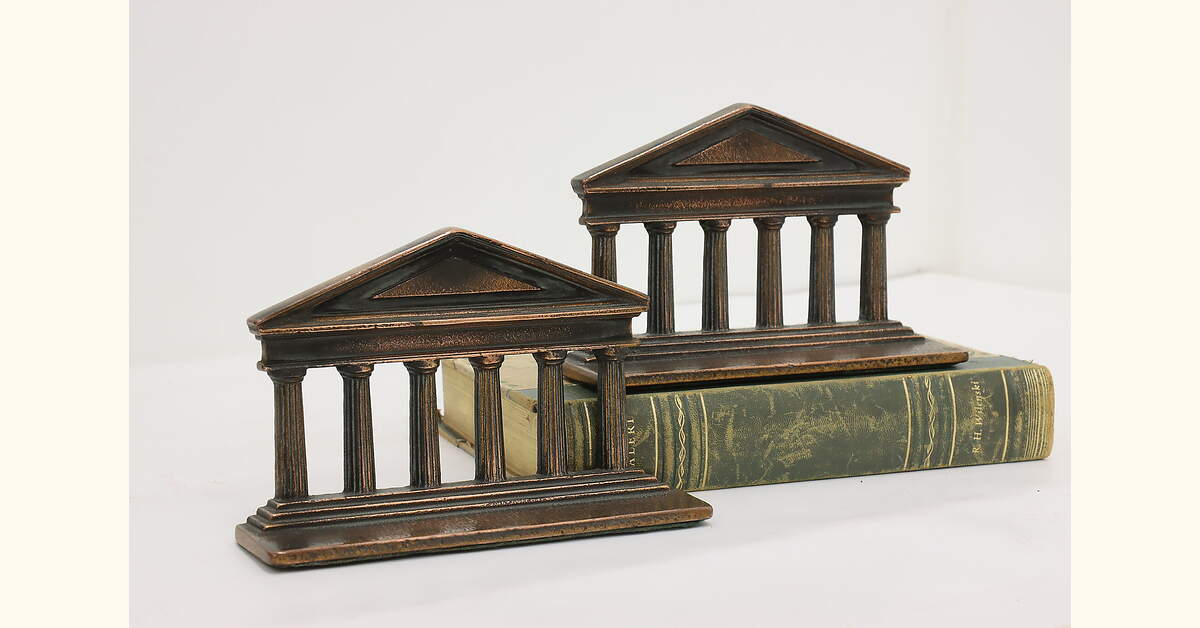 Pair Antique Classical Iron Library Bookends Verona