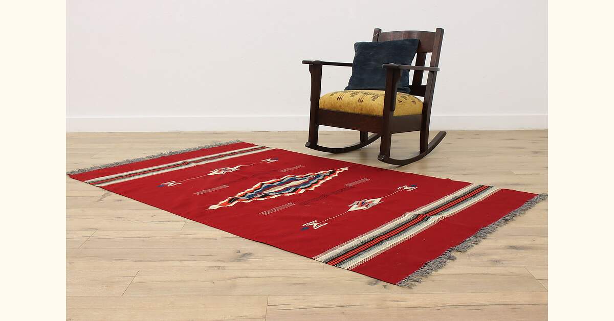 Chimayo Design Southwest Vintage Woven Red Wool Blanket