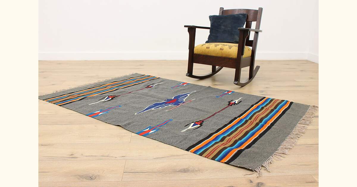 Chimayo Design Southwest Vintage Woven Wool Blanket, Bird