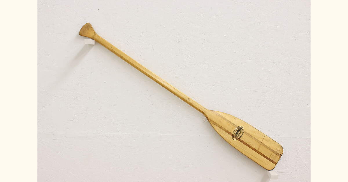Farmhouse Vintage Cherry & Basswood Boat Oar Paddle, Feather