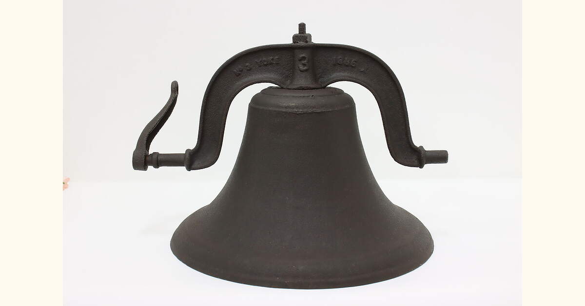 Cast Iron Antique 1886 School, Firehouse Salvage 18" Bell CS